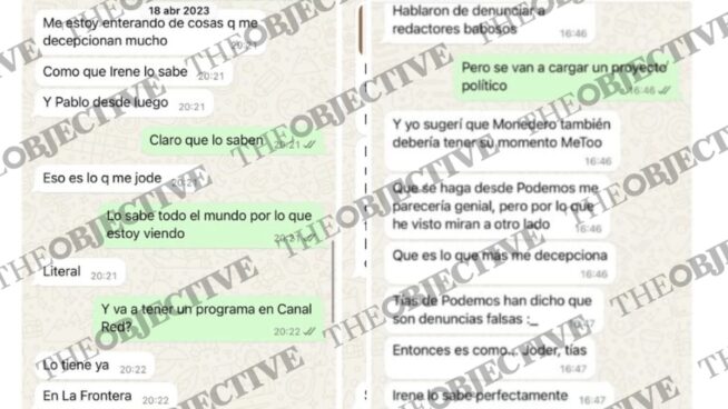 Un chat desvela el 'me too' de Monedero: «Irene y Pablo lo saben perfectamente»