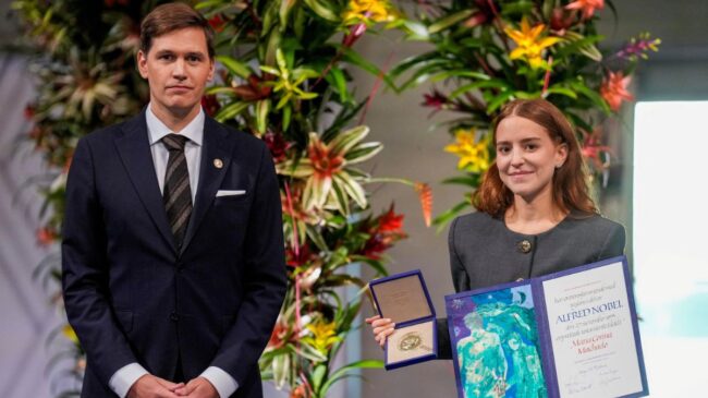 La ceremonia de entrega del Nobel de la Paz a María Corina Machado, en ...
