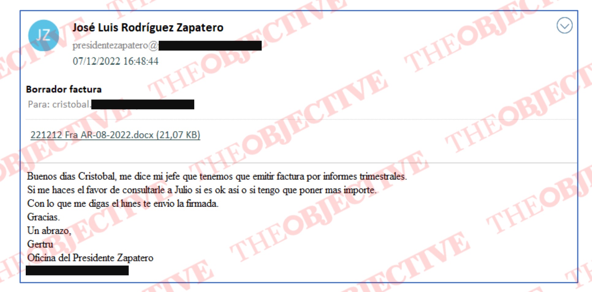 La UDEF caza a Zapatero creando facturas falsas: «¿Ponemos más importe?»